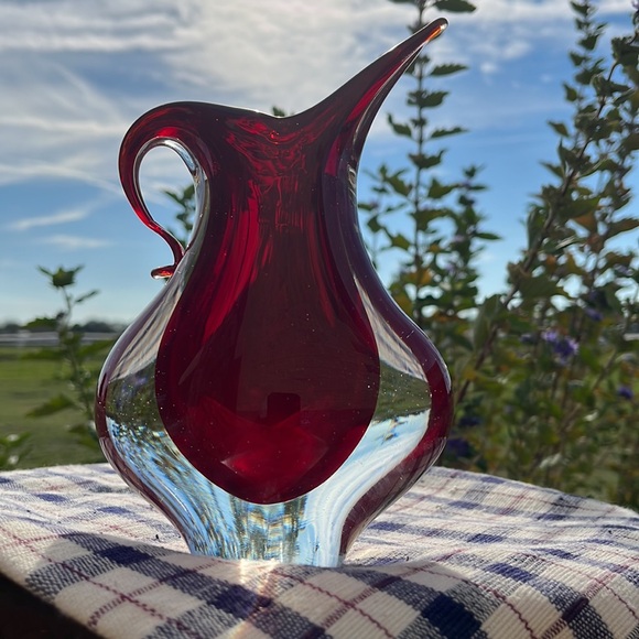 Murano | Accents | Eye Catching Ruby Red Vintage Murano Bud Vase | Poshmark